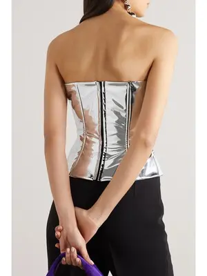 Dolce & Gabbana Metallic Coated Stretch-jersey Bustier Top