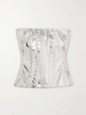 Dolce & Gabbana Metallic Coated Stretch-jersey Bustier Top