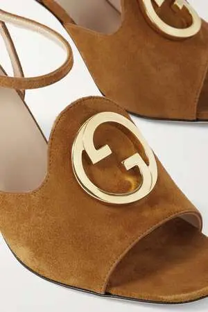 Gucci Blondie Logo-embellished Suede Sandals