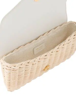 Prada Wicker And Leather Mini Bag - Neutral