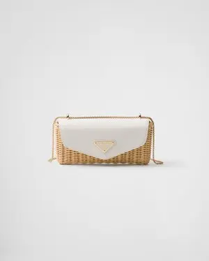 Prada Wicker And Leather Mini Bag