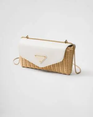 Prada Wicker And Leather Mini Bag