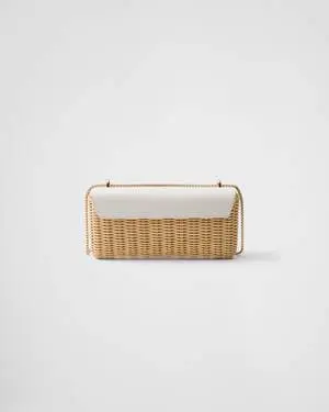 Prada Wicker And Leather Mini Bag