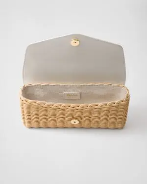 Prada Wicker And Leather Mini Bag