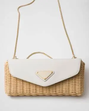 Prada Wicker And Leather Mini Bag