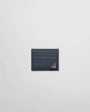 Prada Saffiano Leather Card Holder - Blue