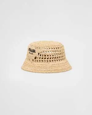 Prada Crochet Bucket Hat - Natural
