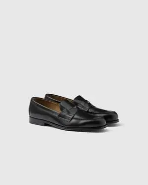 Prada Brushed Leather Loafers - Black