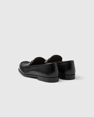 Prada Brushed Leather Loafers - Black
