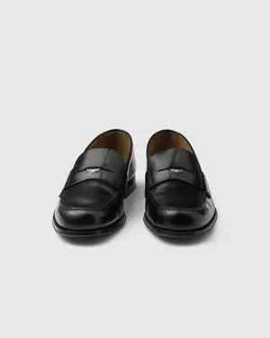 Prada Brushed Leather Loafers - Black