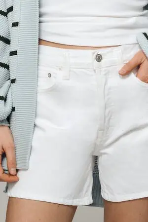AGOLDE Parker Denim Long Shorts - Marshmallow