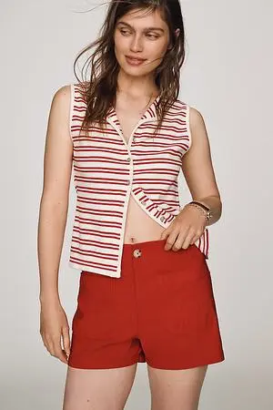 Maeve Maeve Colette High-Rise Tailored Shorts Wine