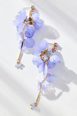 Anthropologie Blossom Drop Earrings - Blue Metallic