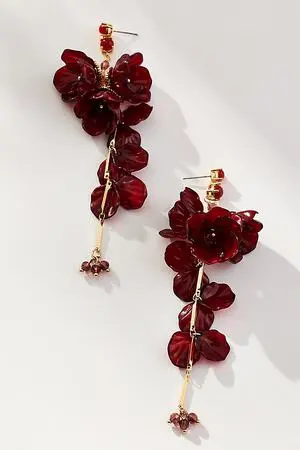 Anthropologie By Anthropologie Blossom Drop Earrings Burgundy
