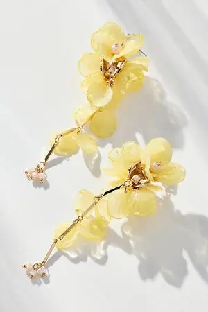 Anthropologie Blossom Drop Earrings - Chartreuse