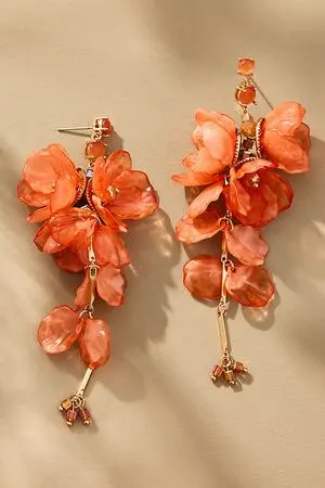 Anthropologie By Anthropologie Blossom Drop Earrings Coral