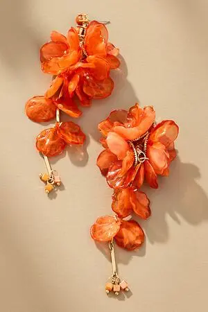 Anthropologie By Anthropologie Blossom Drop Earrings Orange