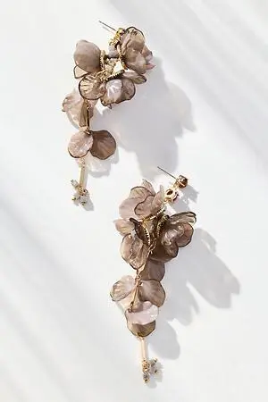 Anthropologie By Anthropologie Blossom Drop Earrings Taupe/honey