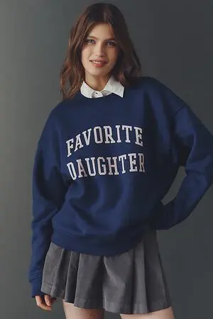 FAVORITE DAUGHTER Cotton Collegiate Pullover - Dark Blue
