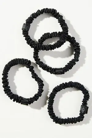 Slip Back To Basics Pure Silk Skinny Scrunchies - Black