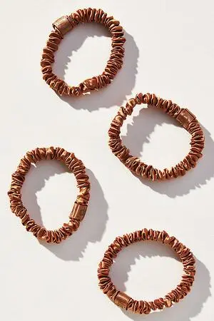 Slip Back To Basics Pure Silk Skinny Scrunchies - Copper