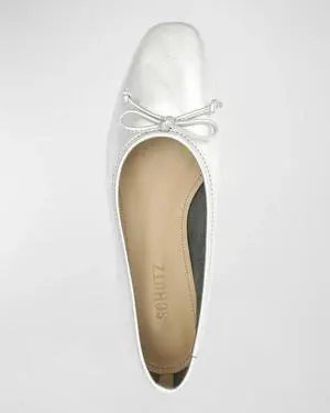 Schutz Arissa Metallic Ballerina Flats - Prata