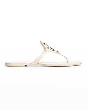 Tory Burch Miller Square-toe Flat Slide Sandals New Cream