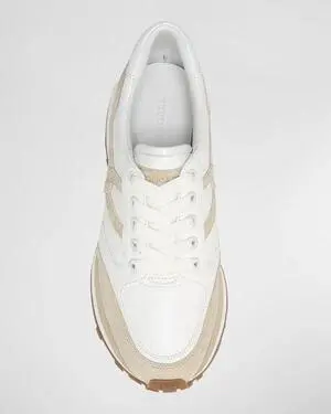 Veronica Beard Valentina Retro Leather Sneakers - Coconut/ecru