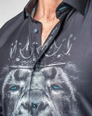MACEOO Apos;s Fibonacci Lion Crown Sport Shirt - Black
