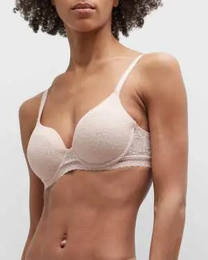 Simone Perele Comete Lace Plunge Bra Pinky Sand