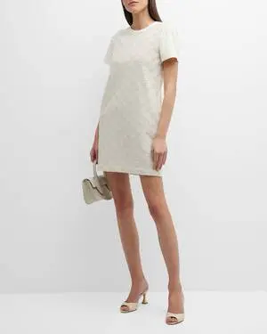 Tory Burch Short-sleeve Logo Lace T-shirt Dress - New Ivory