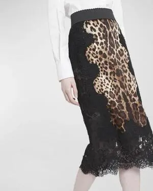 Dolce & Gabbana Lace Midi Skirt - Light Brown