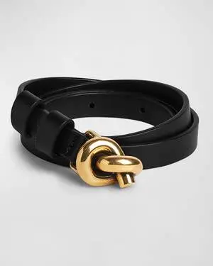 Bottega Veneta Bottega Veneta Knot Buckle Leather Belt Black Brass