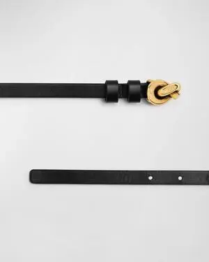 Bottega Veneta Bottega Veneta Knot Buckle Leather Belt Black/brass