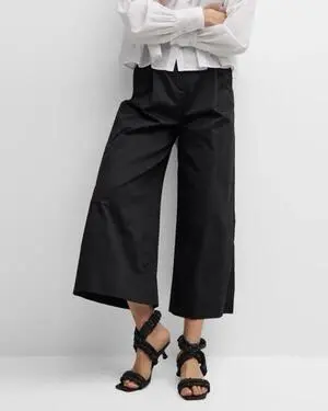 Merlette Sargent Embroidered Wide-leg Pants - Black