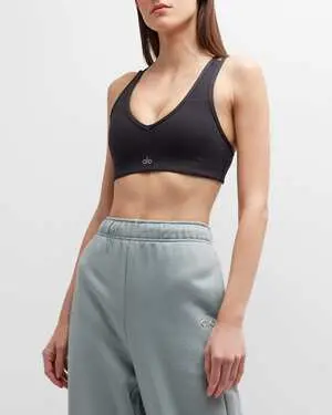 Alo Yoga Airlift Jump Start V-Neck Sports Bra - Black | Editorialist