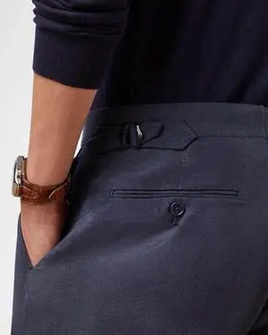 Ralph Lauren Purple Label Gregory Silk-linen Trousers - Navy