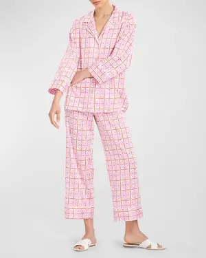 Natori Cropped Infinity-print Cotton Pajama Set Hibiscus