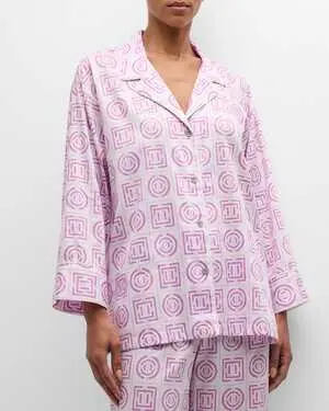 Natori Cropped Infinity-print Cotton Pajama Set Light Orchid