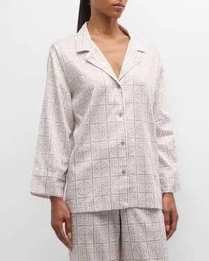 Natori Cropped Infinity-print Cotton Pajama Set Smoked Pearl