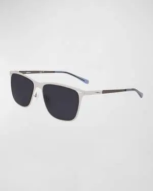 Shinola Metal Rectangle Sunglasses - Satin Silver/gunmetal