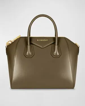 Givenchy Small Antigona Top-handle Bag In Box Leather Dark Khaki