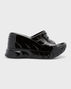 Givenchy Marshmallow Rubber Wedge Slide Sandals - Black
