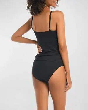 La Blanca Island Goddess Lingerie Tankini Swim Top - Black