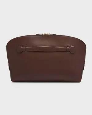 THE ROW Ellie Clutch Bag In Saddle Leather - Burgundy