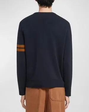 Zegna ZEGNA Signifier Stripe Wool Crewneck Sweater Navy Solid