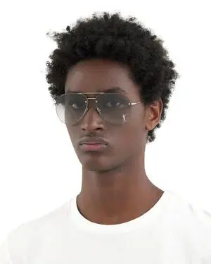 Saint Laurent Semi-rimless Metal Aviator Sunglasses - Grey/silver