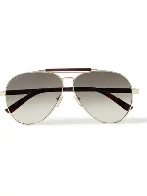 Gucci Aviator-style -tone And Acetate Sunglasses