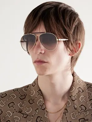Gucci Aviator-style -tone And Acetate Sunglasses
