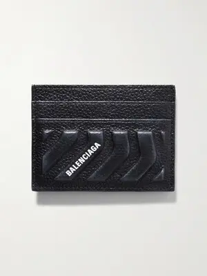 Balenciaga Logo-print Embossed Full-grain Leather Cardholder - Black